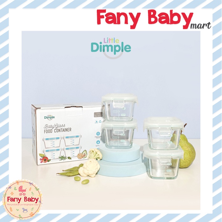 Jual LITTLE DIMPLE MINI SQUARE CONTAINER 4 X 160ML / MFC-821 ( BLUE ...