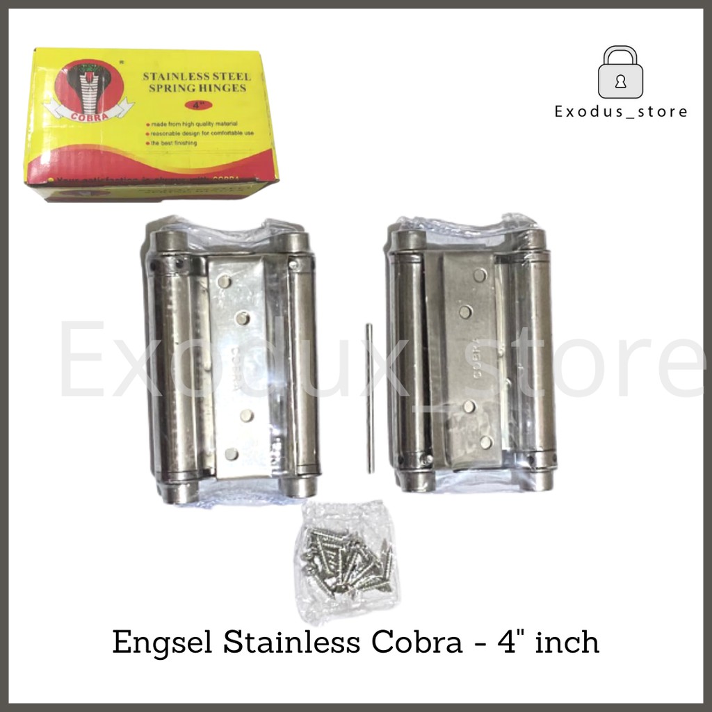 Jual Engsel pintu 3 | 4 inch stainless coboy / koboi Cobra / spring ...