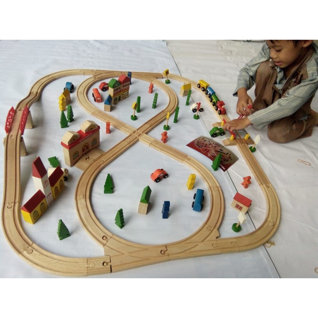 Jual Mainan anak KERETA API kayu TRAIN SET BIG SIZEa | Shopee Indonesia