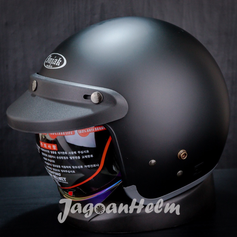 Jual HELM INJAK RETRO #06 SOLID | BLACK DOFF | BOGO CLASSIC | Shopee Indonesia