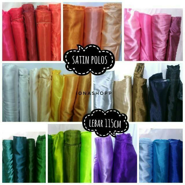 Kain satin polos RAINBOW / satin polos meteran murah / kain bridesmaid ...