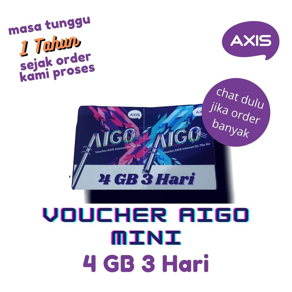 Jual PV VOUCHER AXIS AIGO 4 GB MINI 3 HARI / VCR AIGO 4 GB 3 HARI ...