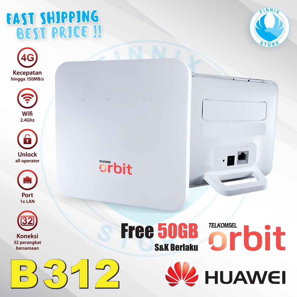Home Router Modem Huawei B312 Orbit Star 2 Free Telkomsel 50gb Shopee