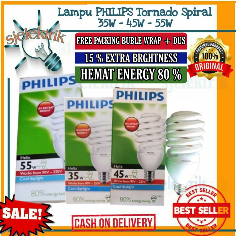 Jual Lampu Philips Tornado Helix 45 Watt - 55 watt Philips Tornado 45 Watt Lampu Philip Helix ...