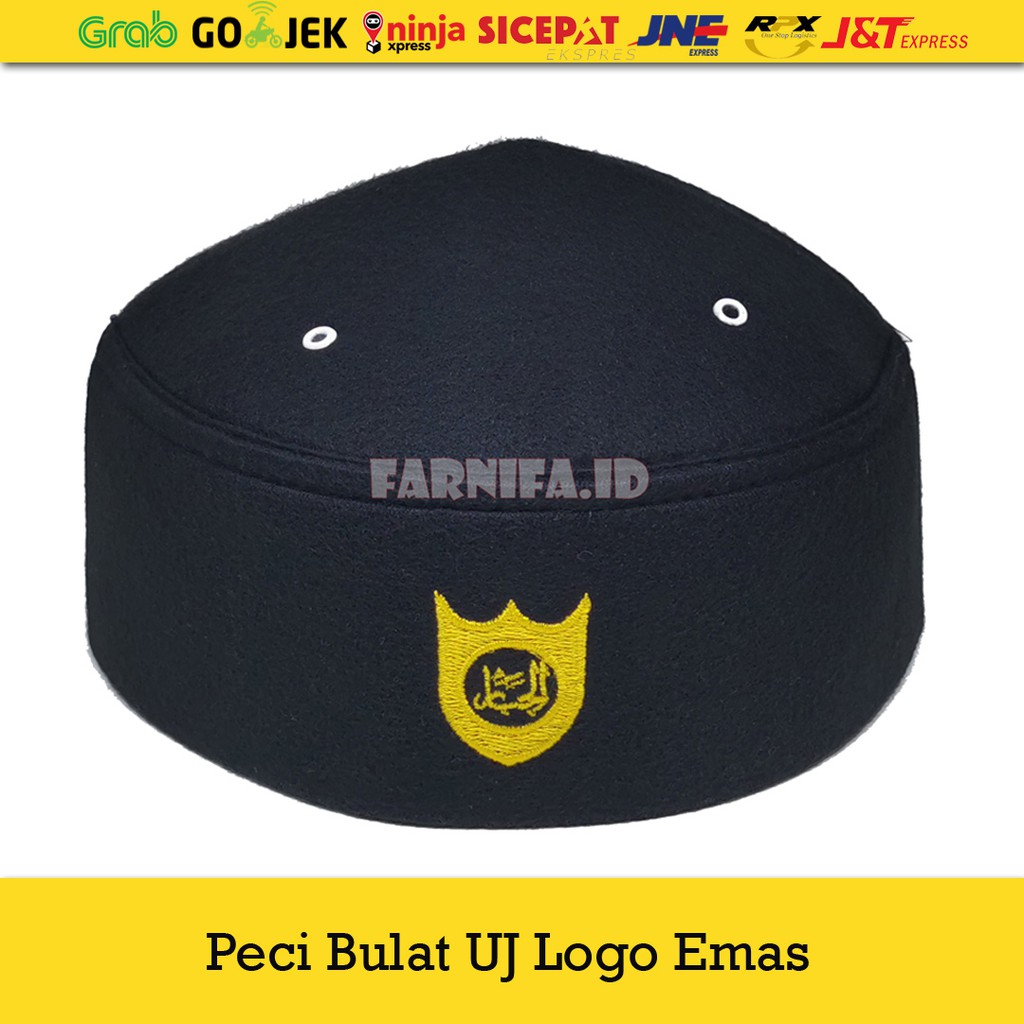 Jual PECI UJE LOGO BORDIR EMAS PECI HITAM POLOS DEWASA | Shopee Indonesia