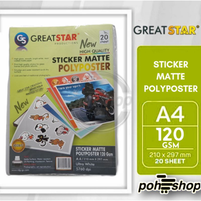 Jual Great Star Sticker Matte Polyposter A4/120gsm 20's | Shopee Indonesia