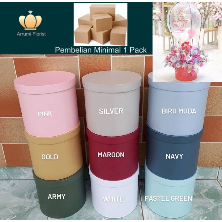 Jual Box bulat, kotak kado bulat, box buket balon ukuran 15 cm X 16 cm ...