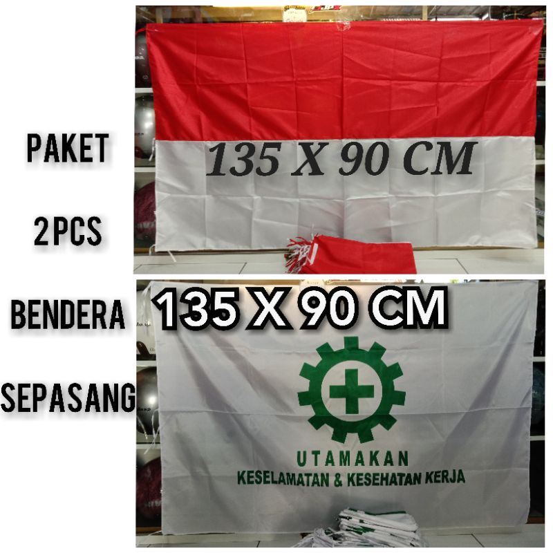 Jual bendera safety k3 dan bendera merah putih sepasang ukuran standar ...