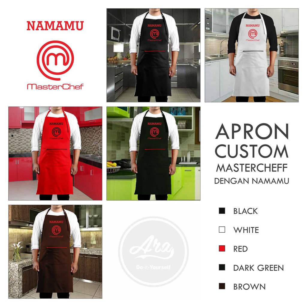 Jual APRON CELEMEK MASTERCHEF Indonesia|Shopee Indonesia