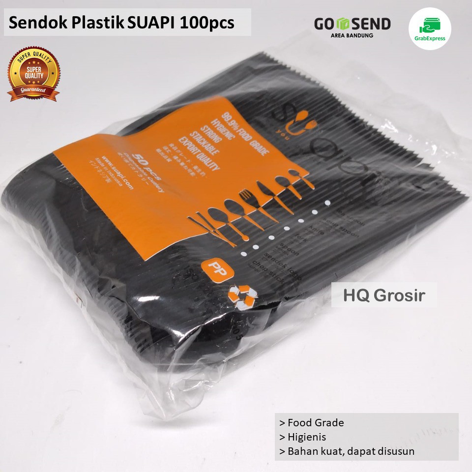 Jual Sendok Makan Plastik Panjang Suapi HITAM (1 Pack isi 50pcs ...