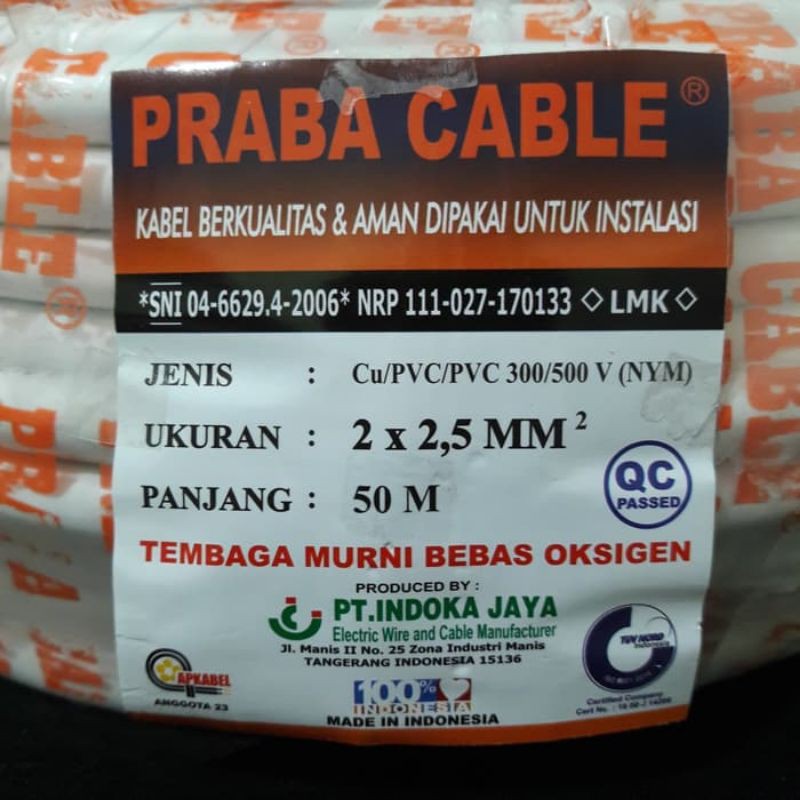 Jual Kabel Listrik Kawat PRABA (Nym 2x2,5mm) 50m. | Shopee Indonesia