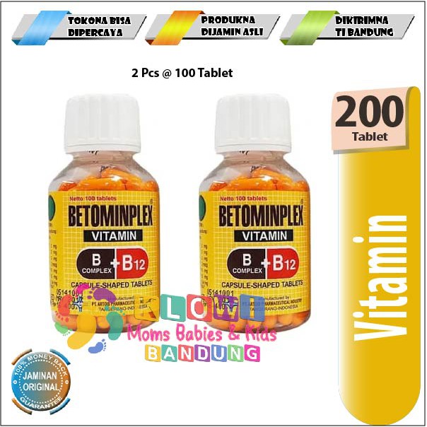 Jual Betominplex - 2x100 Kaplet Vitamin B Kompleks dan Vitamin B12 ...