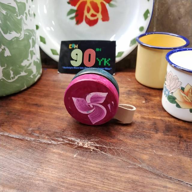 Jual YOYO Kayu 90an Jadul KECIL Motif BUNGA Ijo Merah diameter 5,5cm ...