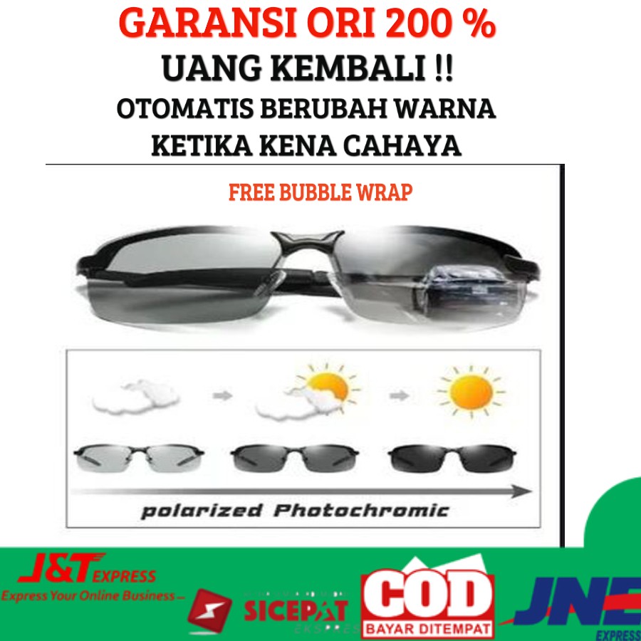 Kaca Mata Anti Silau Siang dan Malam Photochromic Polarized Sunglasses Polaroid Original ...