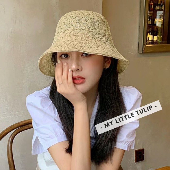Jual Topi Wanita Bucket Hat / Topi Buket Cewe Rajut Nilon Topi Simple ...