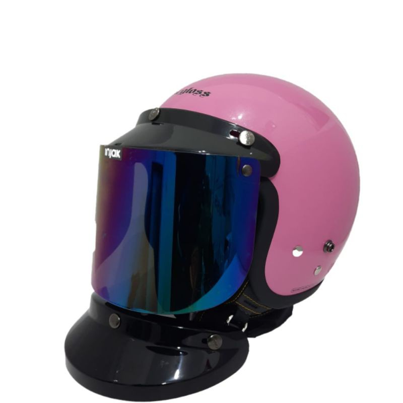Jual Helm Cargloss retro Pink glossy set kaca datar kaca cembung ...