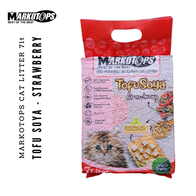 Jual Markotops Tofu Cat Litter 7lt Strawberry (Merah) - Pasir Soya ...
