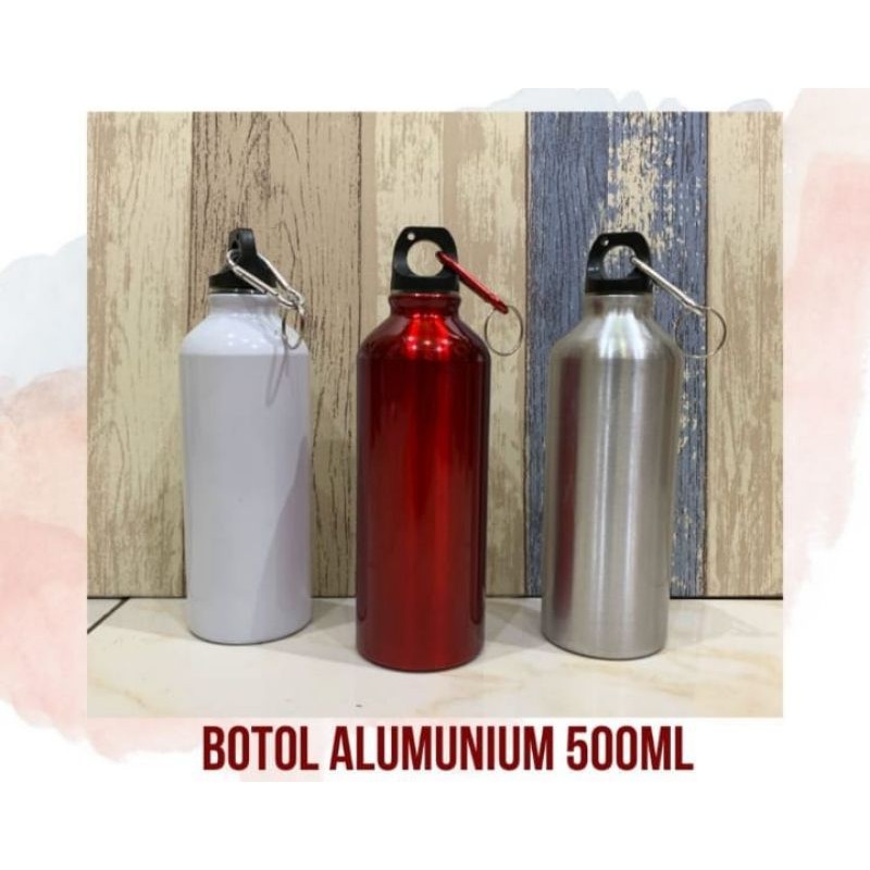 Jual Botol Minum Alumunium 500ML Polos (Termasuk pengait Carabiner ...