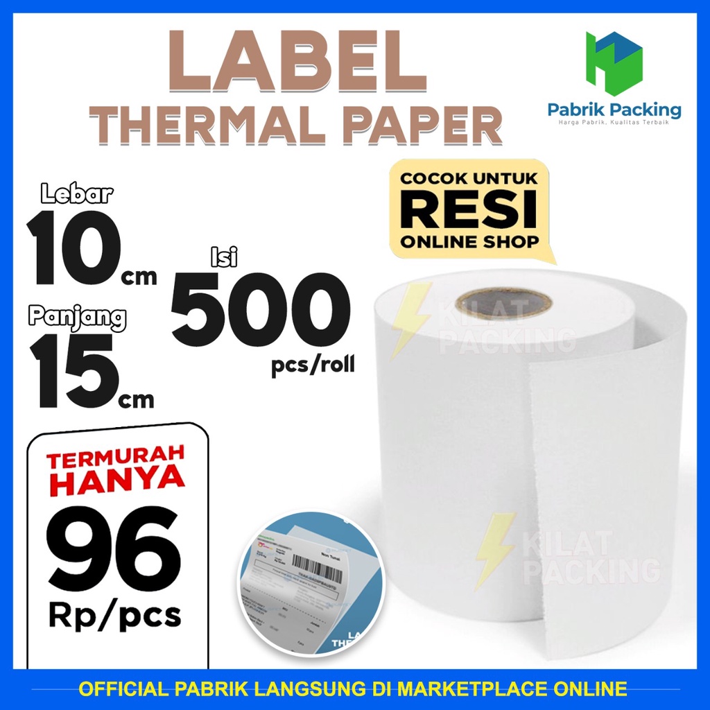Jual Kertas Thermal Paper Label Resi 100mm x 150mm A6 Stiker Barcode RUSFET TERMURAH | Shopee ...