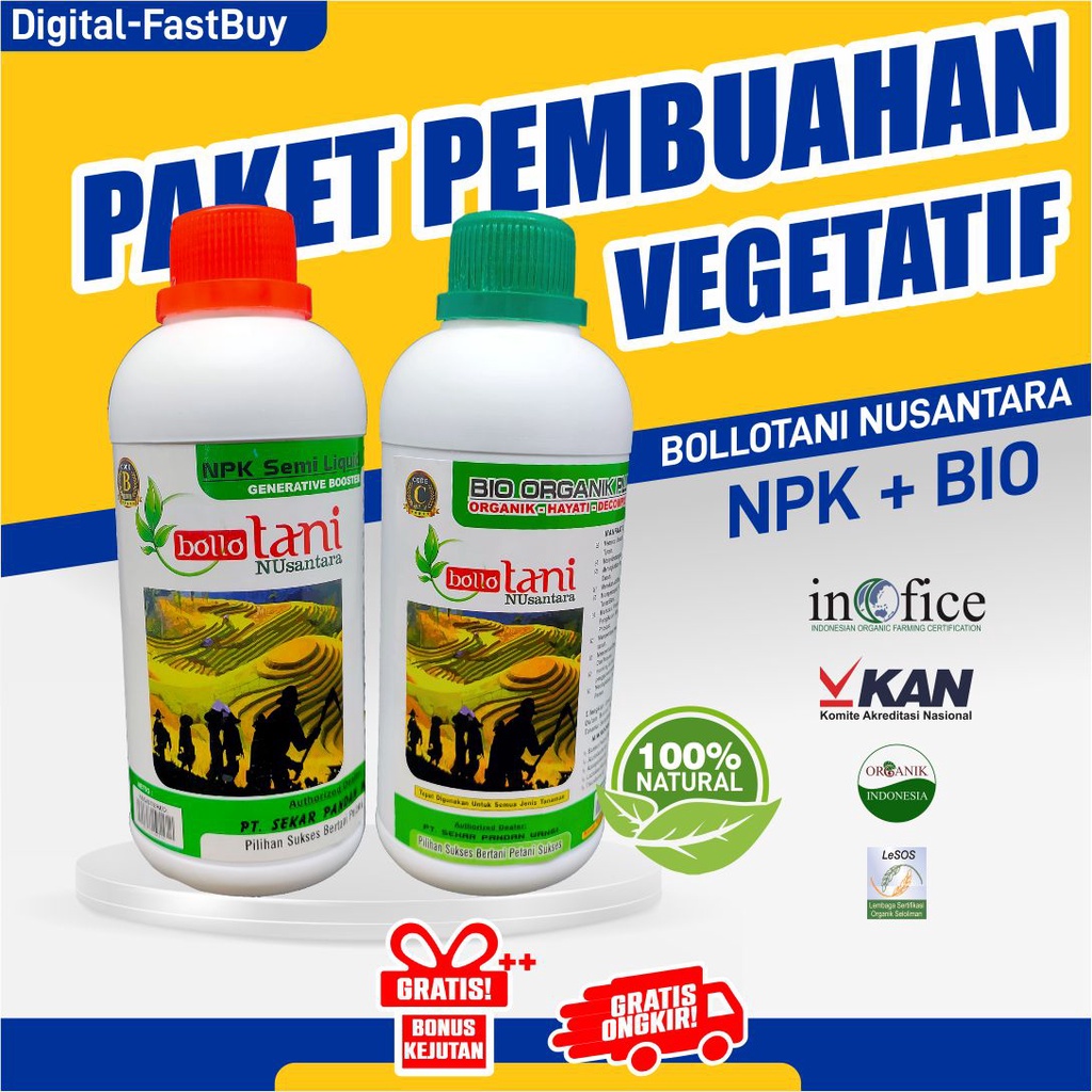 Jual BOLLOTANI | PAKET VEGETATIF/PEMBUAHAN NPK + BIO ORGANIK BOLLO TANI NUSANTARA ISI 2 BOTOL ...
