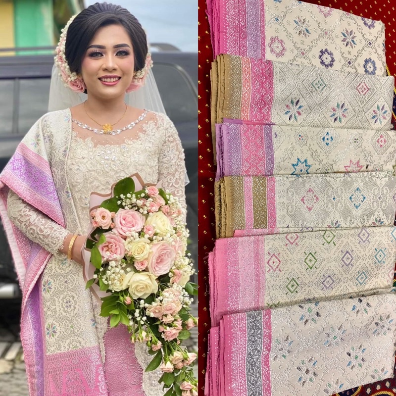 Jual SONGKET PANCAWARNA PINK/ SONGKET PINK/ SONGKET PUTIH KOMBINASI ...