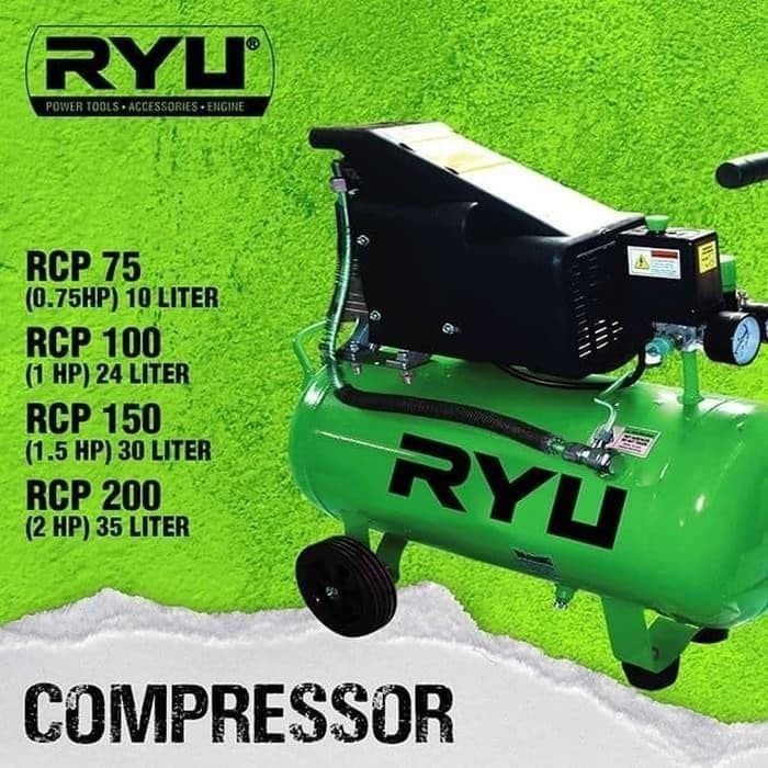 Jual RYU Mesin Kompresor 3/4 HP 10 Liter - Mesin Air Compressor RCP 75-1 | Shopee Indonesia