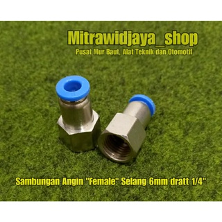Jual Nepel sambungan selang angin MPCF 6-02 / fitting pneumatic female 6mm drat 1/4 inc SPCF 06 ...