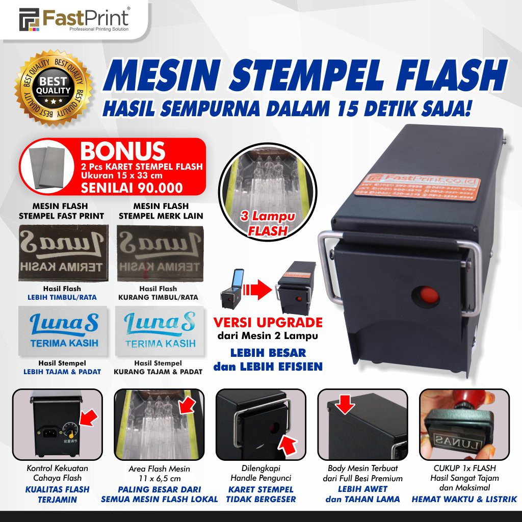 Mesin Stempel Flash Kilat Premium 3 Lampu Full Plat Besi | Shopee Indonesia