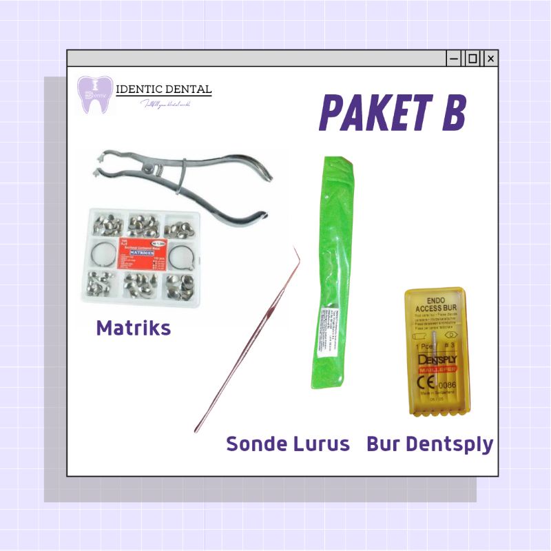 Jual Paket B praktikum konservasi/matriks/sonde lurus/bur dentsply ...