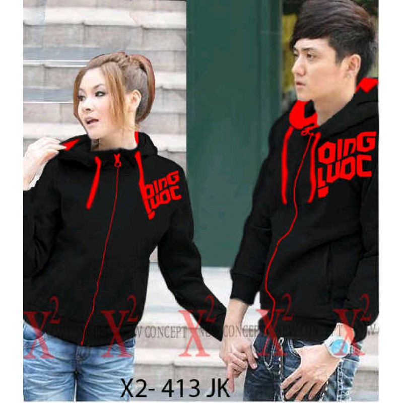Jual jaket couple / jacket couple / jaket pasangan murah qing hitam ...