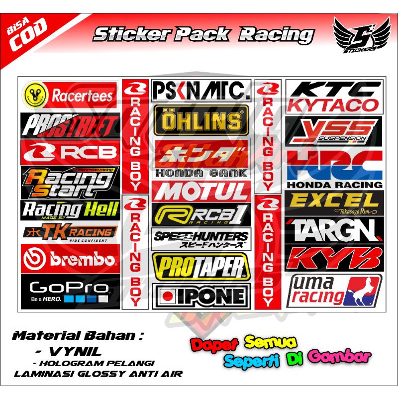Jual Stiker Pack Racing Stiker Variasi Sponsor Balap Hologram & Vynil ...