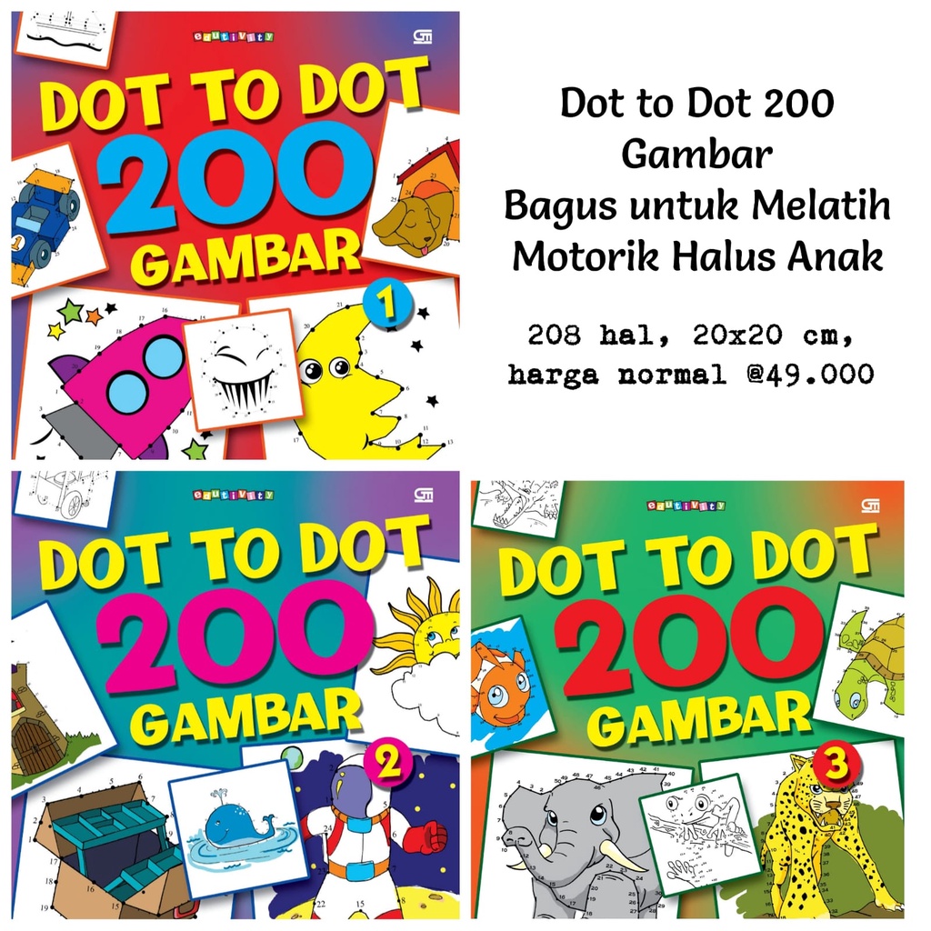 Jual Dot To Dot 200 Gambar Vol 1 2 3 Tebal Buku Melatih Motorik 