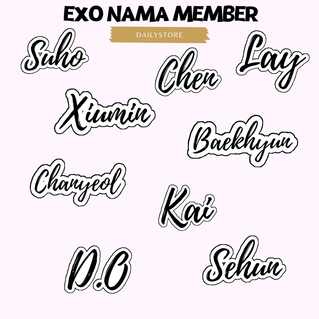 Jual Stiker Kpop Exo Nama Member Lengkap Aesthatic Sticker Deco Buku ...