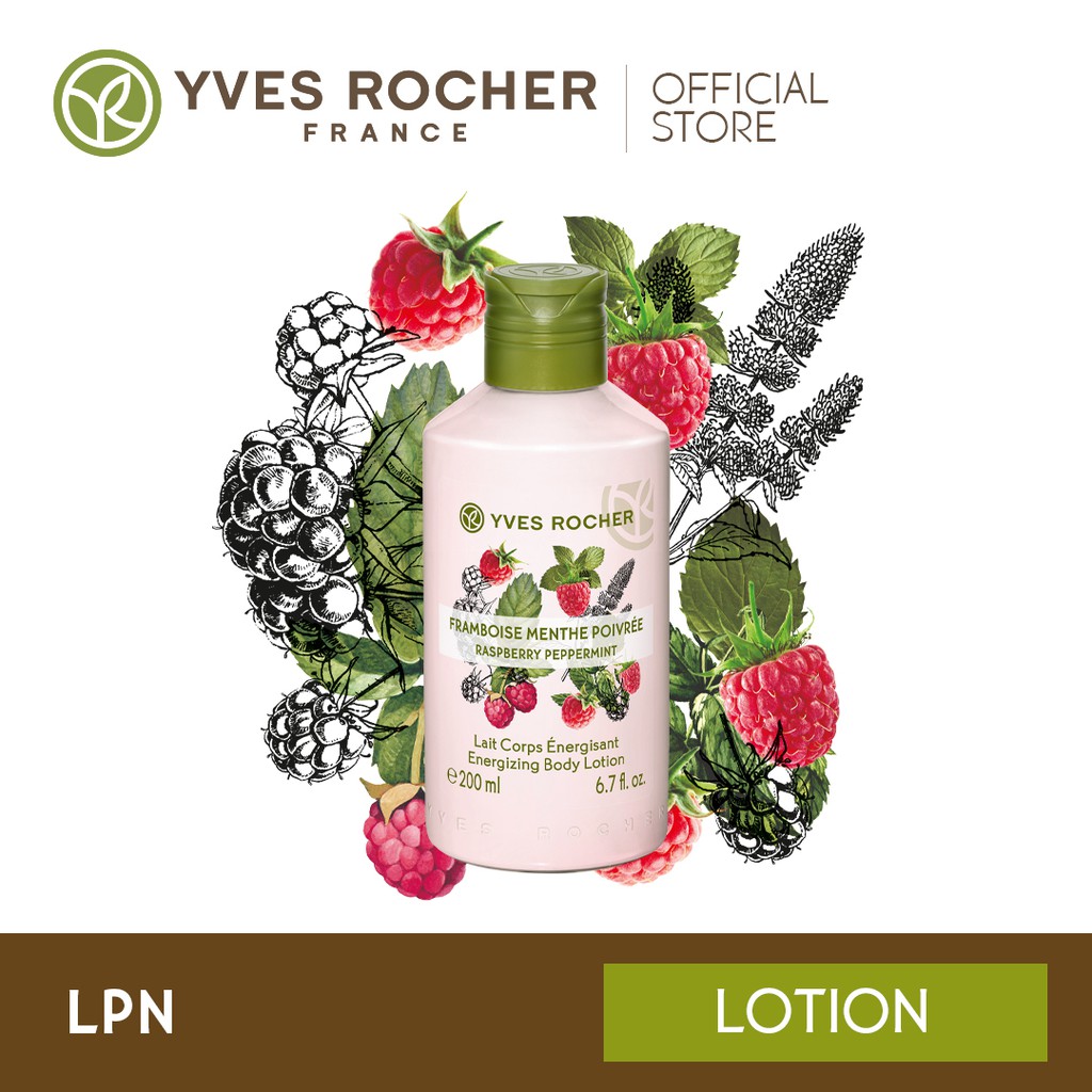 Yves Rocher Energizing Body Lotion Raspberry Peppermint 200 ml | Shopee ...