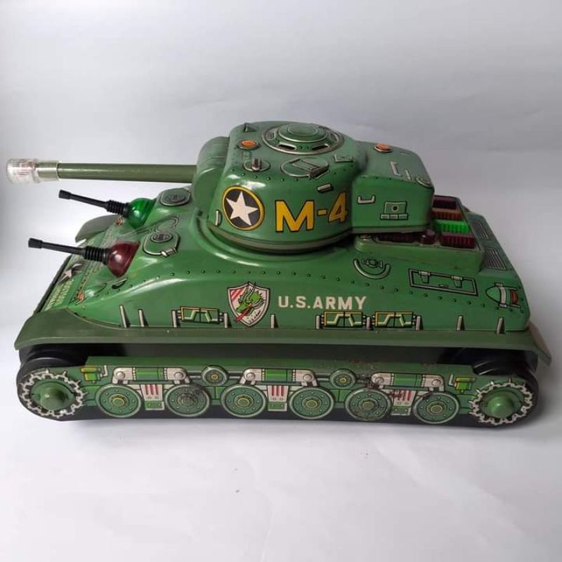 Jual Vintage Tin Toys LANGKA Taiyo Japan US Army Combat Tank 1970an ...