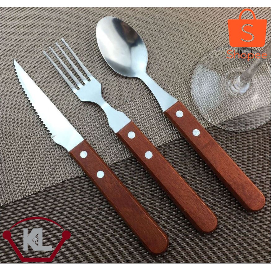 Jual Pisau Steak Stainless Gagang Kayu | Shopee Indonesia