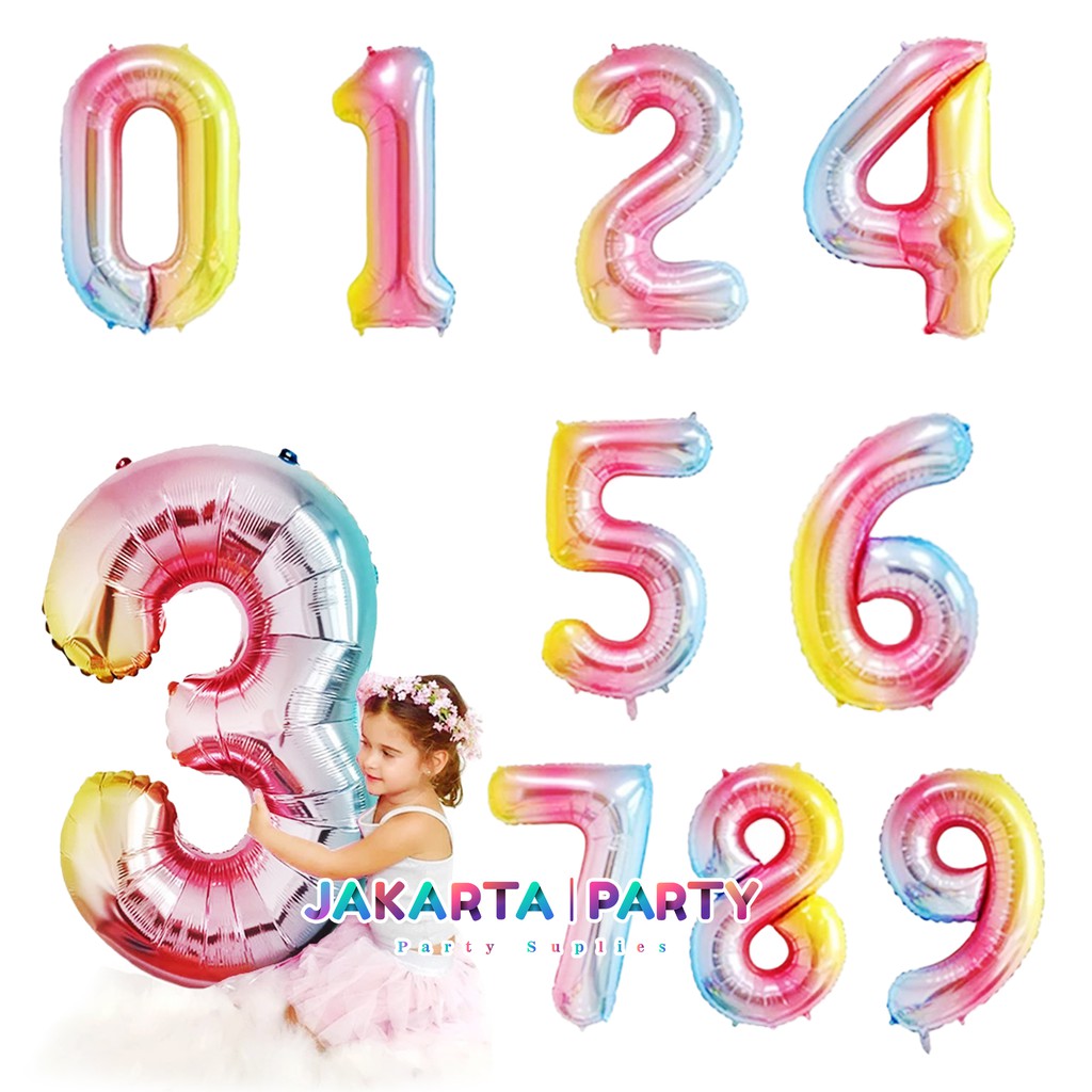 Jual Balon Angka Rainbow JUMBO 80 cm / Balon foil angka / Balon angka ... Jual Balon Angka Rainbow JUMBO 80 cm / Balon foil angka / Balon angka ...