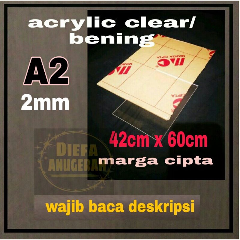 Jual Akrilik 2 mm lembaran bening ukuran 42 cm x 60 cm/ Acrylic sheet ...