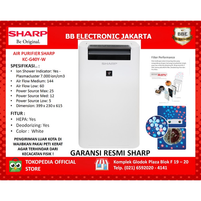 Jual AIR PURIFIER SHARP KC-G40Y-W | Shopee Indonesia