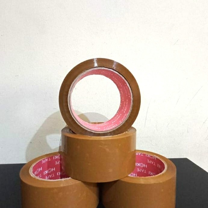 Jual Lakban HOKI coklat/bening 2inch 90yard/HOKI opp tape 48mmx90y | Shopee Indonesia