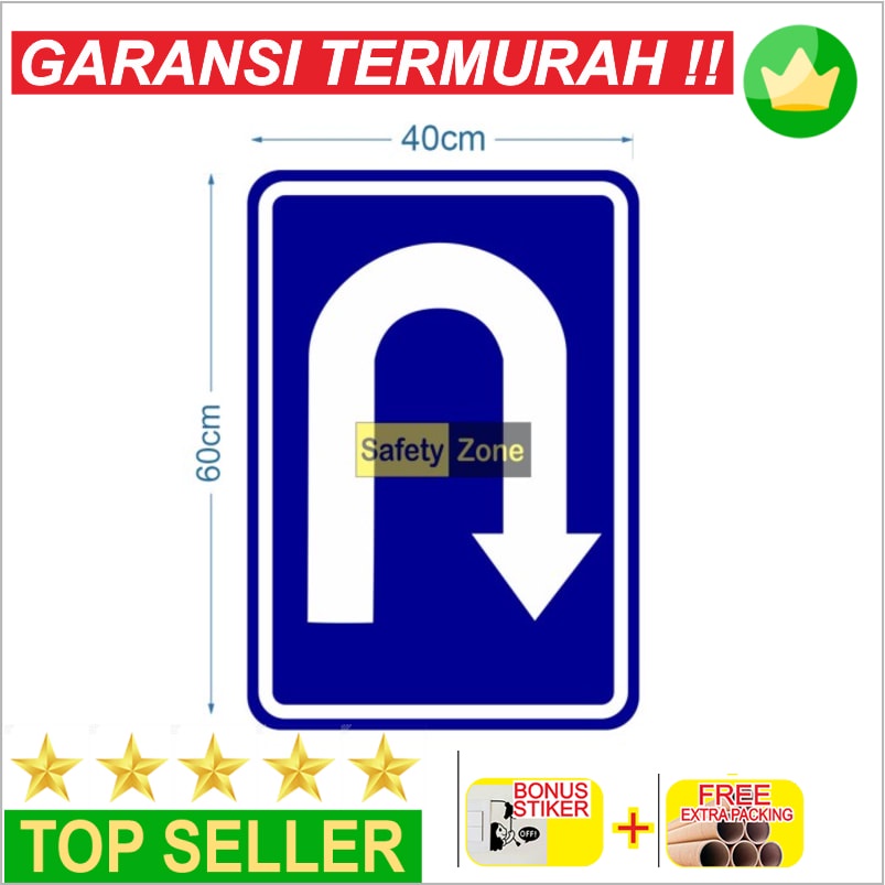 Jual Murah Rambu Putar Balik 40cm x 60cm Plat Alumunium Elegan | Shopee ...