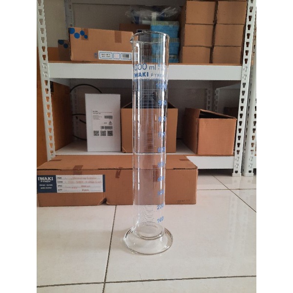Jual Measuring cylinder Iwaki Pyrex 1000ml | 3022-1000B -N | blue grad ...