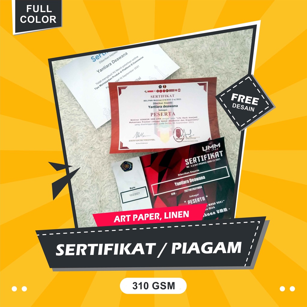 Jual CETAK PIAGAM SERTIFIKAT A4 CUSTOM FREE DESAIN | Shopee Indonesia