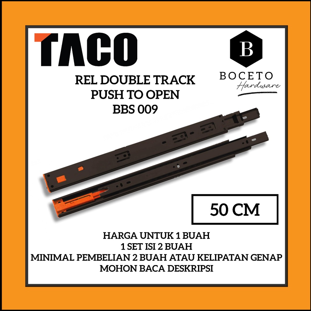 Jual Taco Rel Double Track Push To Open/ Rel Laci BBS 009 / 50 cm ...