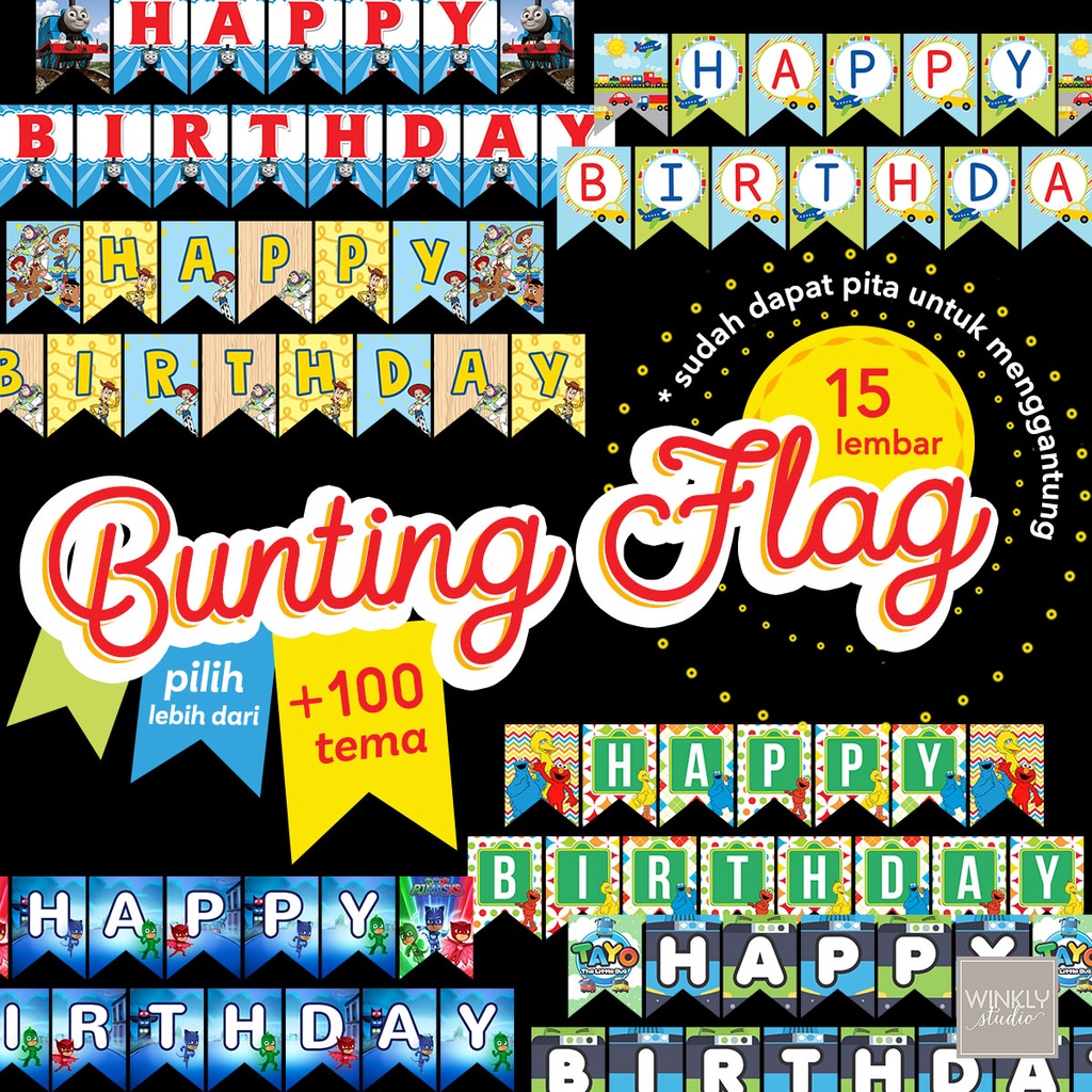 Jual BOY Happy Birthday Bunting Flag / Flag Banner Party / Bendera ...