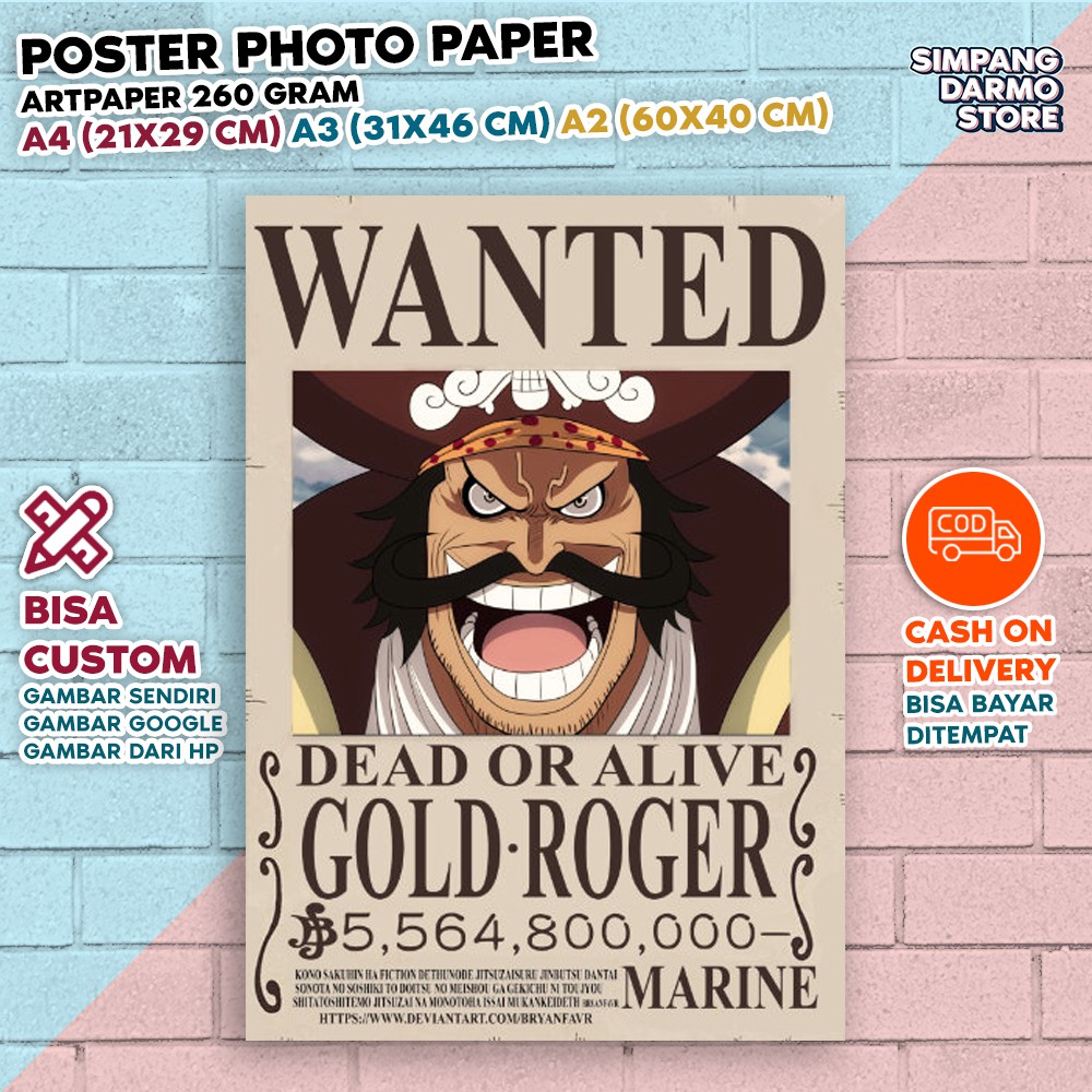 Poster Buronan Gold Roger Raja Bajak Laut Terbaru Foster Wanted Bounty ...