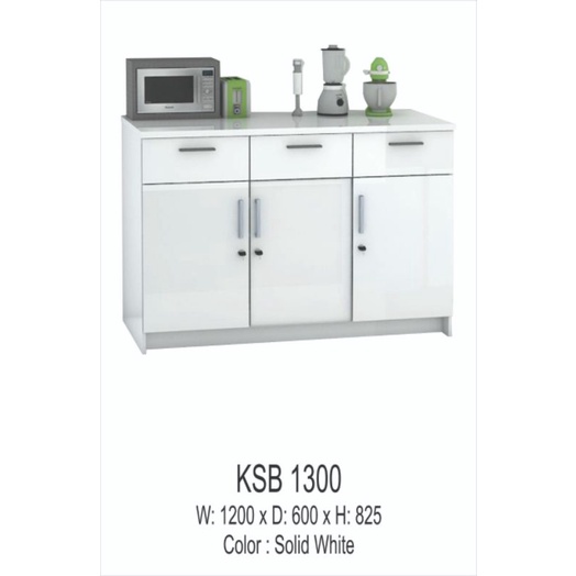 Jual Buffet kitchen set lemari dapur bawah 3 pintu putih Wakanda ...