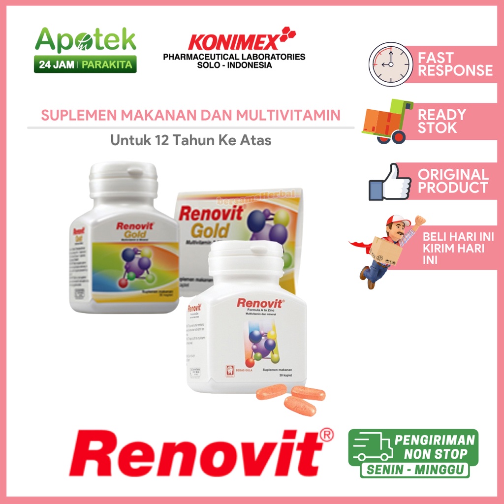 Jual Renovit/ Gold Multivitamin Lengkap 30s/ 4s | Shopee Indonesia