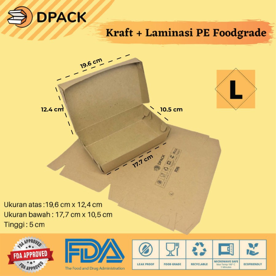 Jual PAPER LUNCH BOX SELIP (BAHAN KRAFT Foodgrade) SIZE L Indonesia|Shopee Indonesia