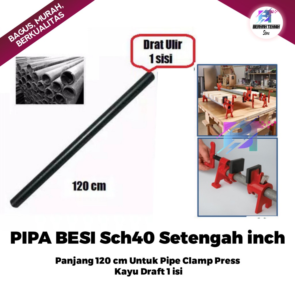 Jual Pipa Besi Sch40 Setengah Inch Panjang 120 Cm Untuk Pipe Clamp Pres ...